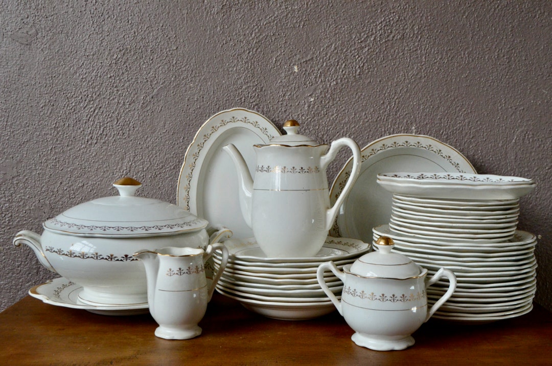 Old Tableware Service 43 Pieces Sarreguemines Mod. Claire Style ...