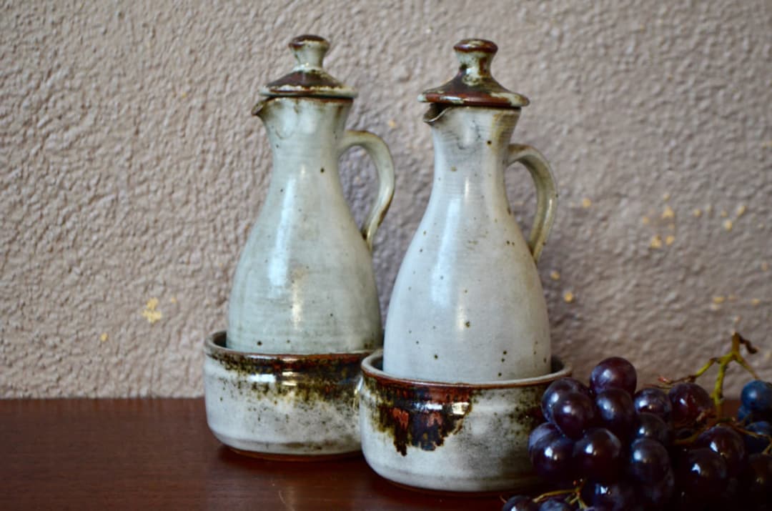 Chantal and Thierry Robert Old Ceramic Set Signed Oil and Vinegar ...