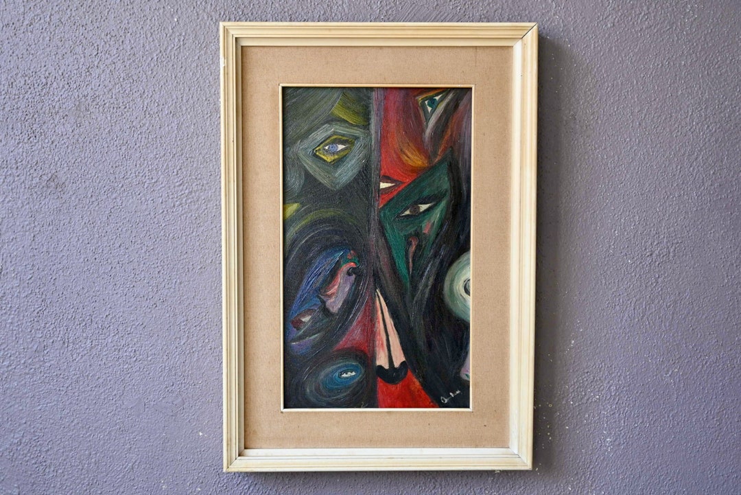 Eyes Painting on Panel, 1970 Art Brut Expressionist Painting Painter ...