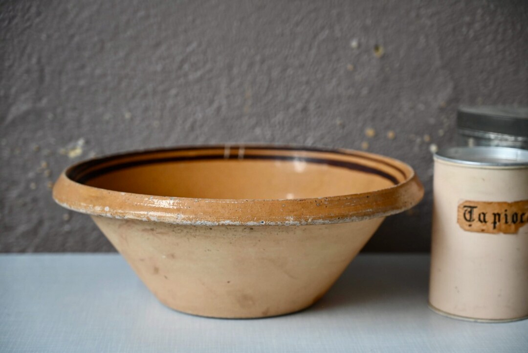 Large Bread Bowl in Glazed Earthenware Cup or Cup in Old Ceramic ...