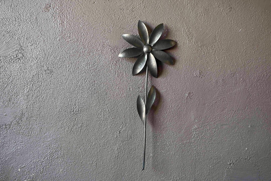 Large Silver Tin Flower Signed Le Dauphin Original French and Boho Wall ...