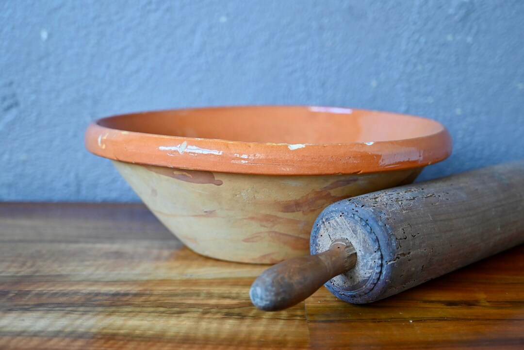 Large Bread Bowl in Glazed Earthenware Cup or Cup in Old Ceramic ...