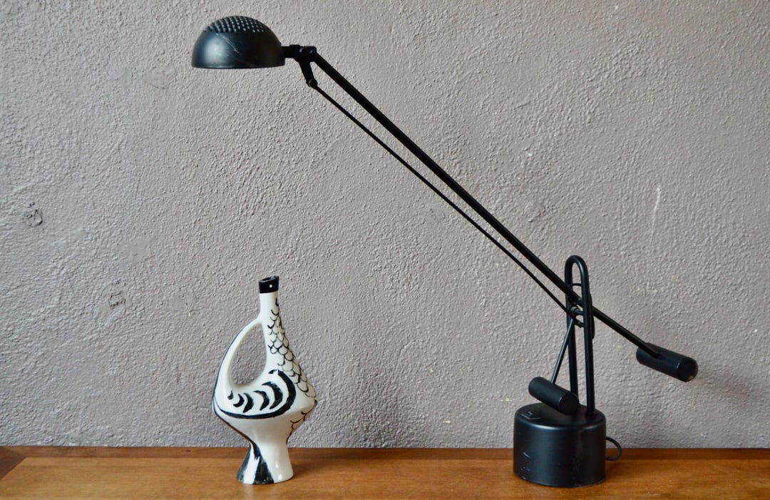 Vintage Design 1980s Black Metal Pendulum and Counterweight Desk Lamp ...