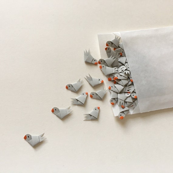50 Tiny Paper Birds / Scatter Decoration / Christmas | Etsy