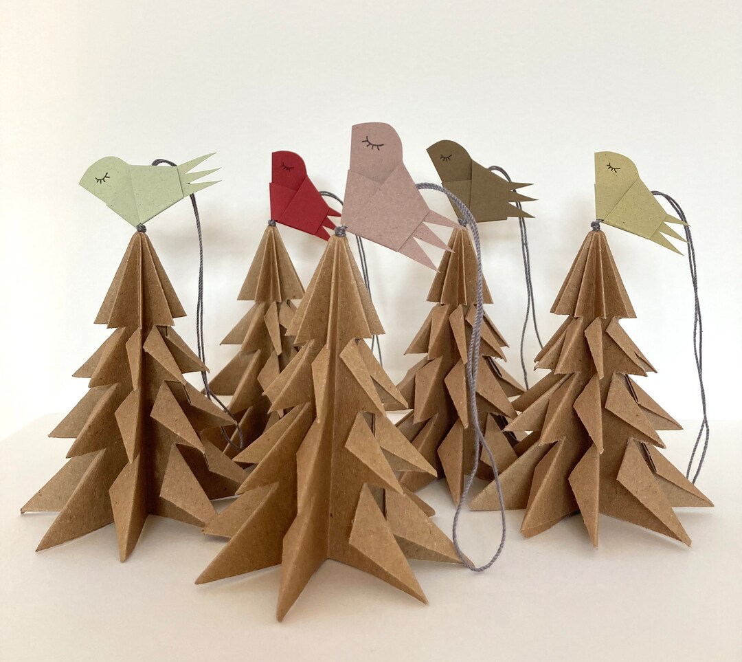 Set of 5 Paper Fir Trees / Tree Decorations / Christmas Decorations ...
