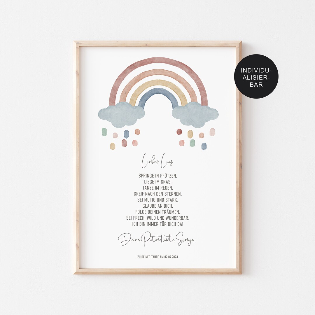 Godparent Letter Baptism colorful Rainbow Gift Baptism Godchild ...
