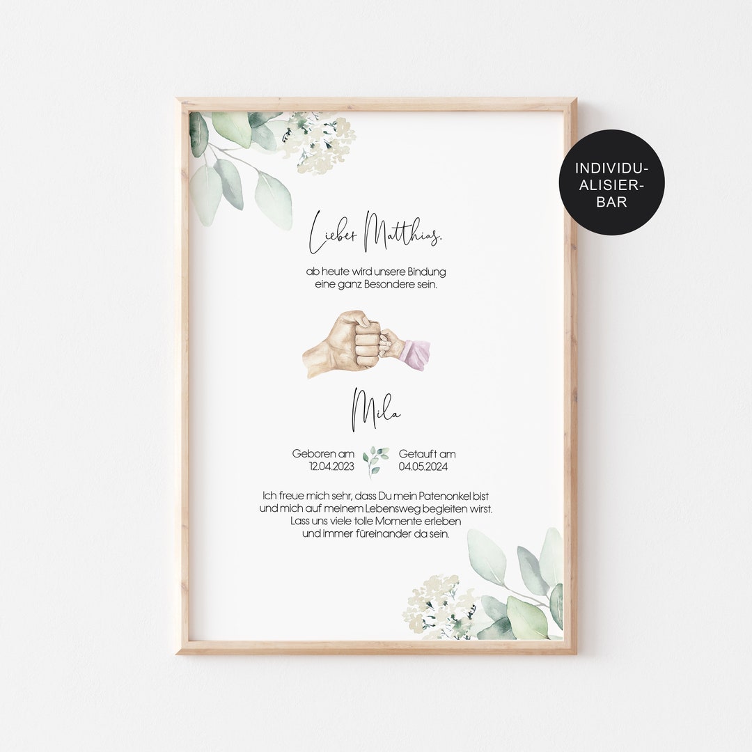 Godparent Letter faust Baptism Personalized for Girls as a Gift to the ...