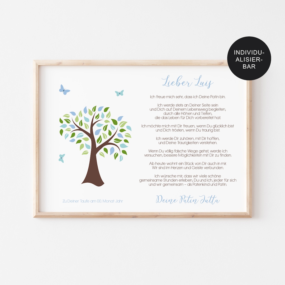 Godparent Letter Baptism tree of Life Personalized Baptism Gift ...