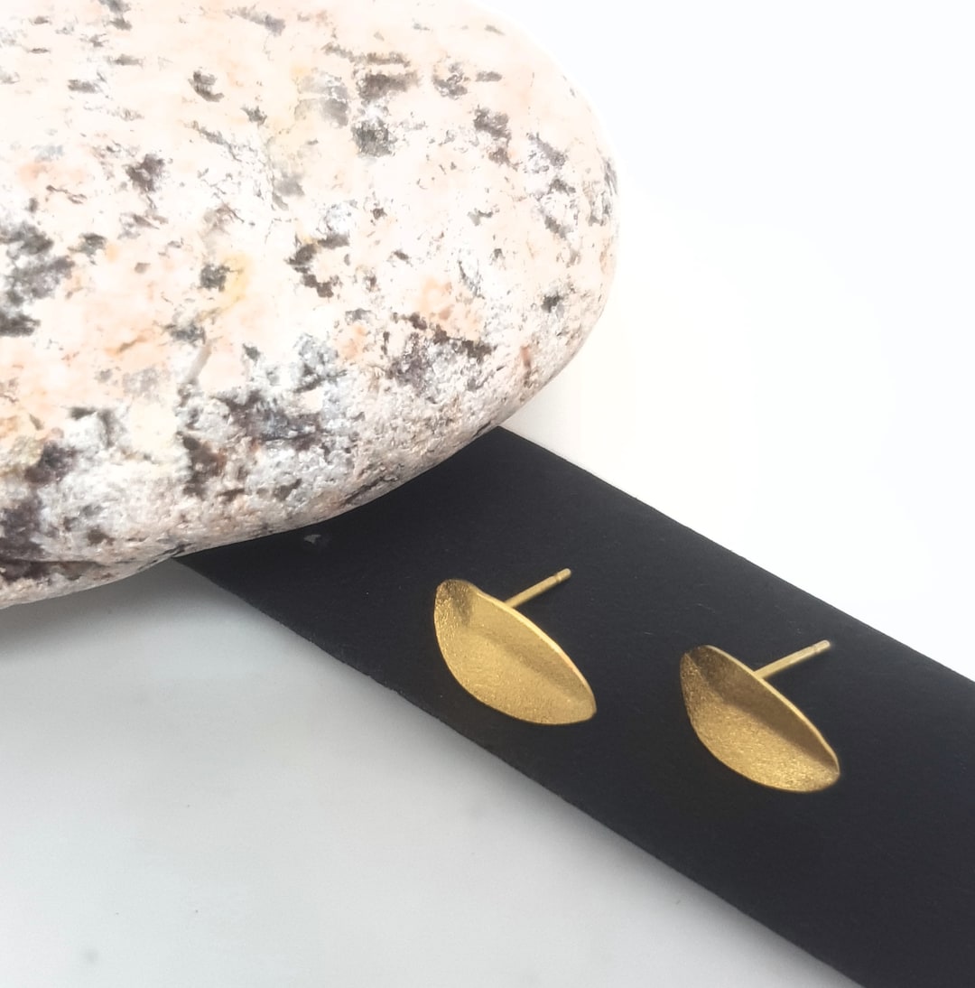 Hoja by Fedha - Textured, Shaped, Vermeil Leaf Earrings, Sterling ...