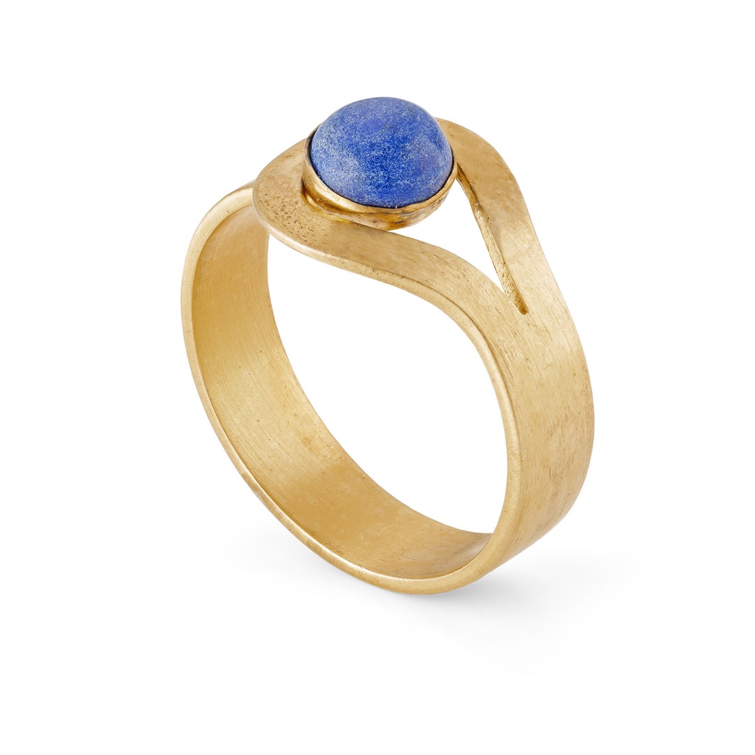 Guadalupe by Fedha - Wrap-around Ring Set With Lapis Lazuli Cabochon in ...