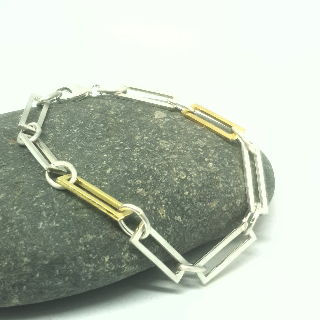 Gaviria by Fedha - Geometric Sterling Silver and Gold Vermeil Bracelet ...