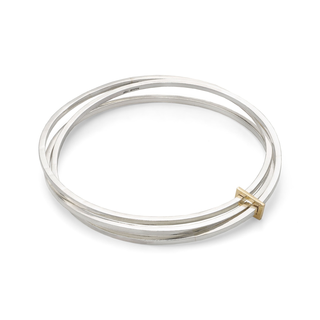Clara by Fedha - Stylish Set of Three Polished Sterling Silver Bangles ...