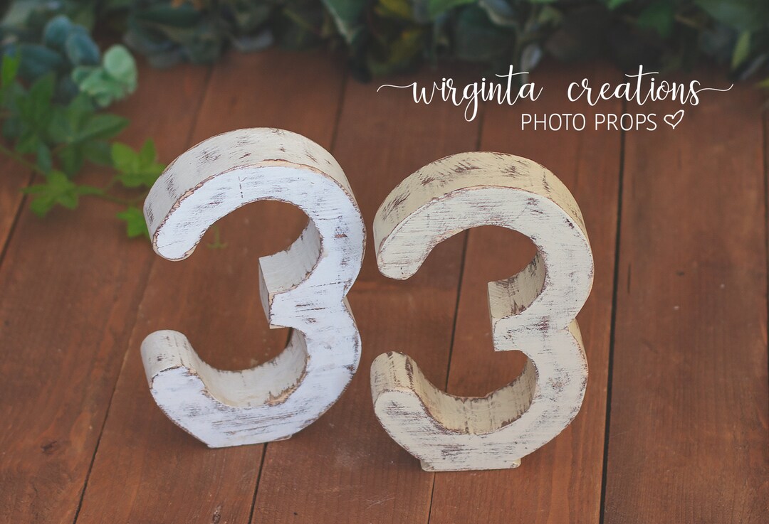 Distressed Wooden Number 3 Prop: Shabby Chic Birthday Photo Prop - Etsy