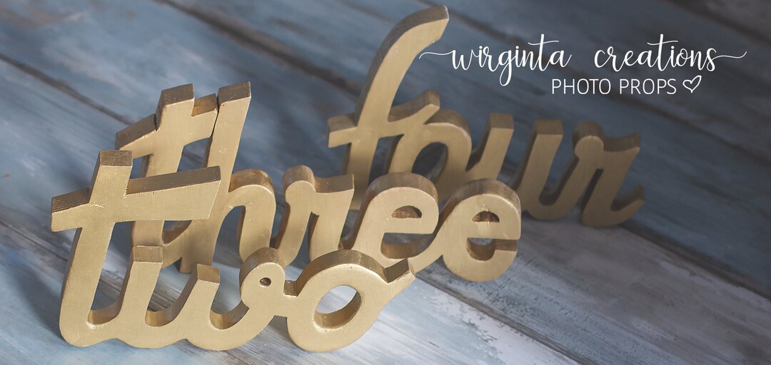 Curved Wooden Letters Two, Three or Four | Golden Colour | Free ...