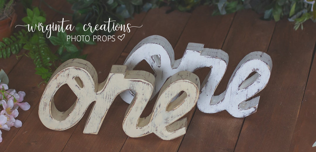 Curved Letters ONE, Wooden Decoration. Baby 1st Birthday Decoration ...