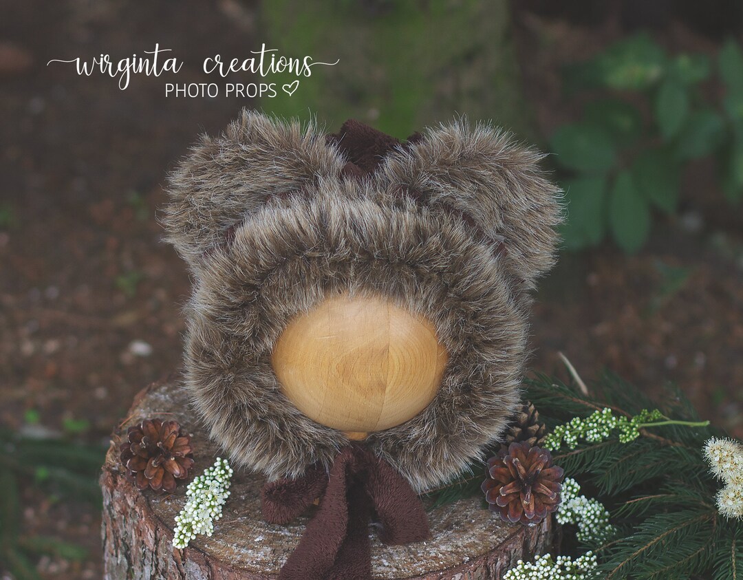 Handmade Tattered Style Teddy Bear Bonnet for 12-24 Months Old - Brown ...