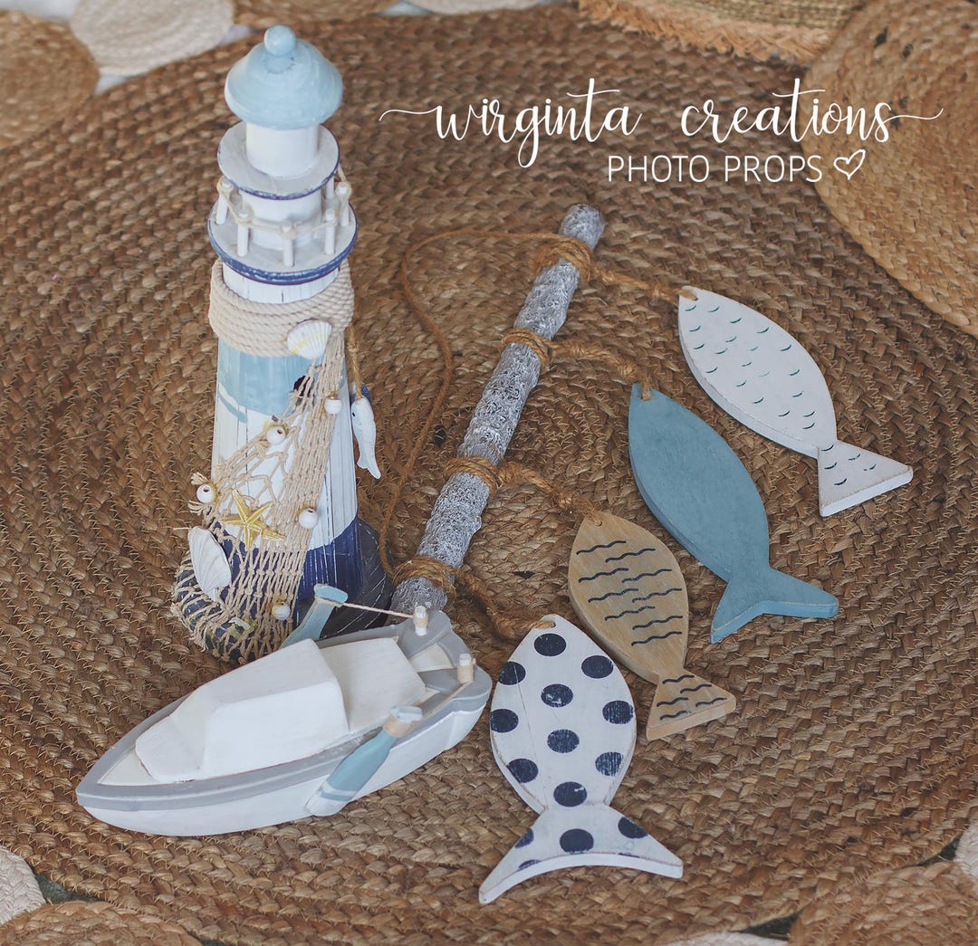 Wooden Nautical Fisherman’s Set | Decorative Coastal Photo Props | Home ...