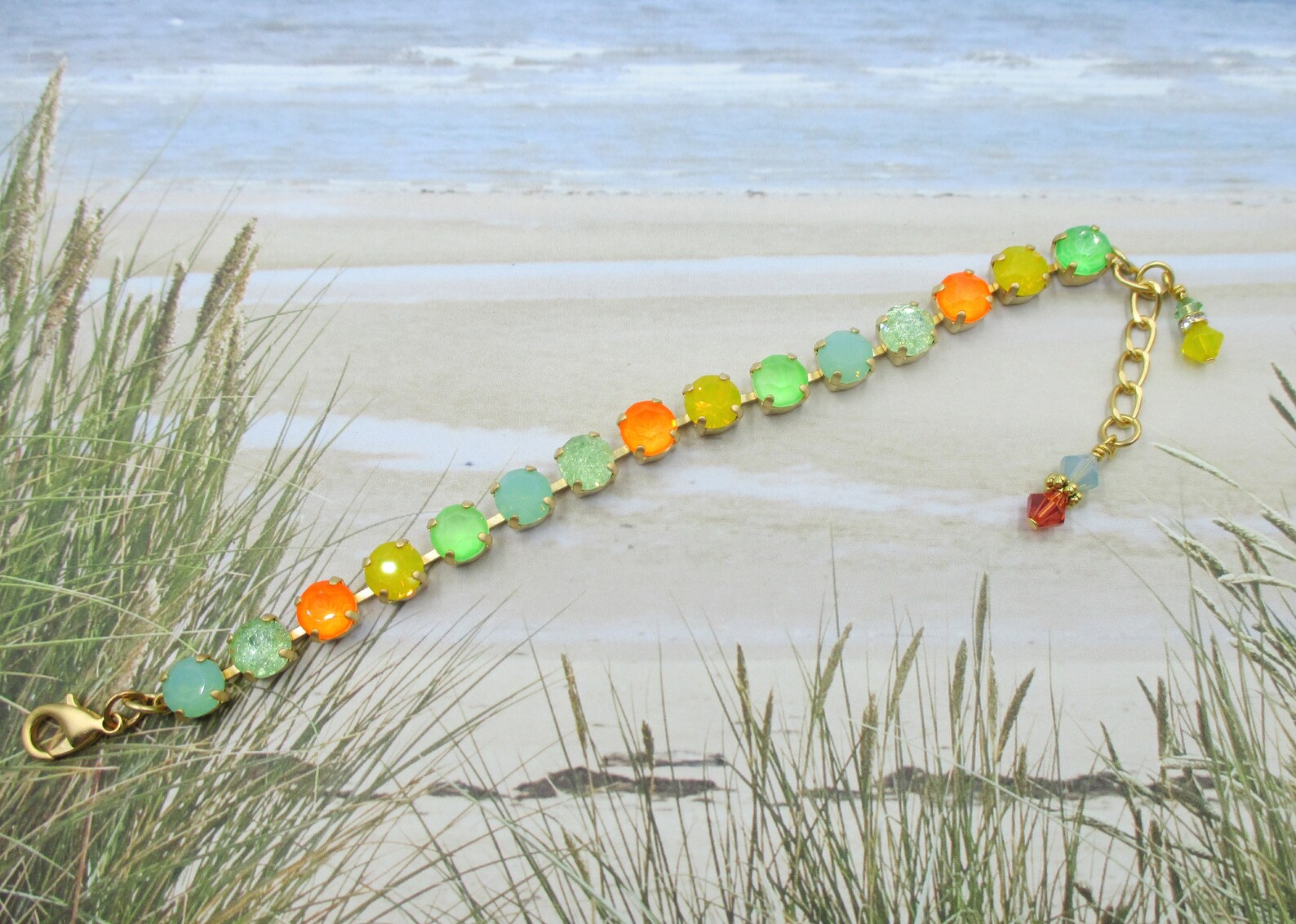 TROPICAL ISLE 8mm Citrus Bracelet, Green Ice, Electric Orange and Green ...