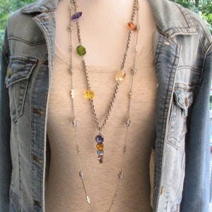 Sale LONG CRYSTAL NECKLACE Genuine Crystals in Varying Shapes and Sizes ...