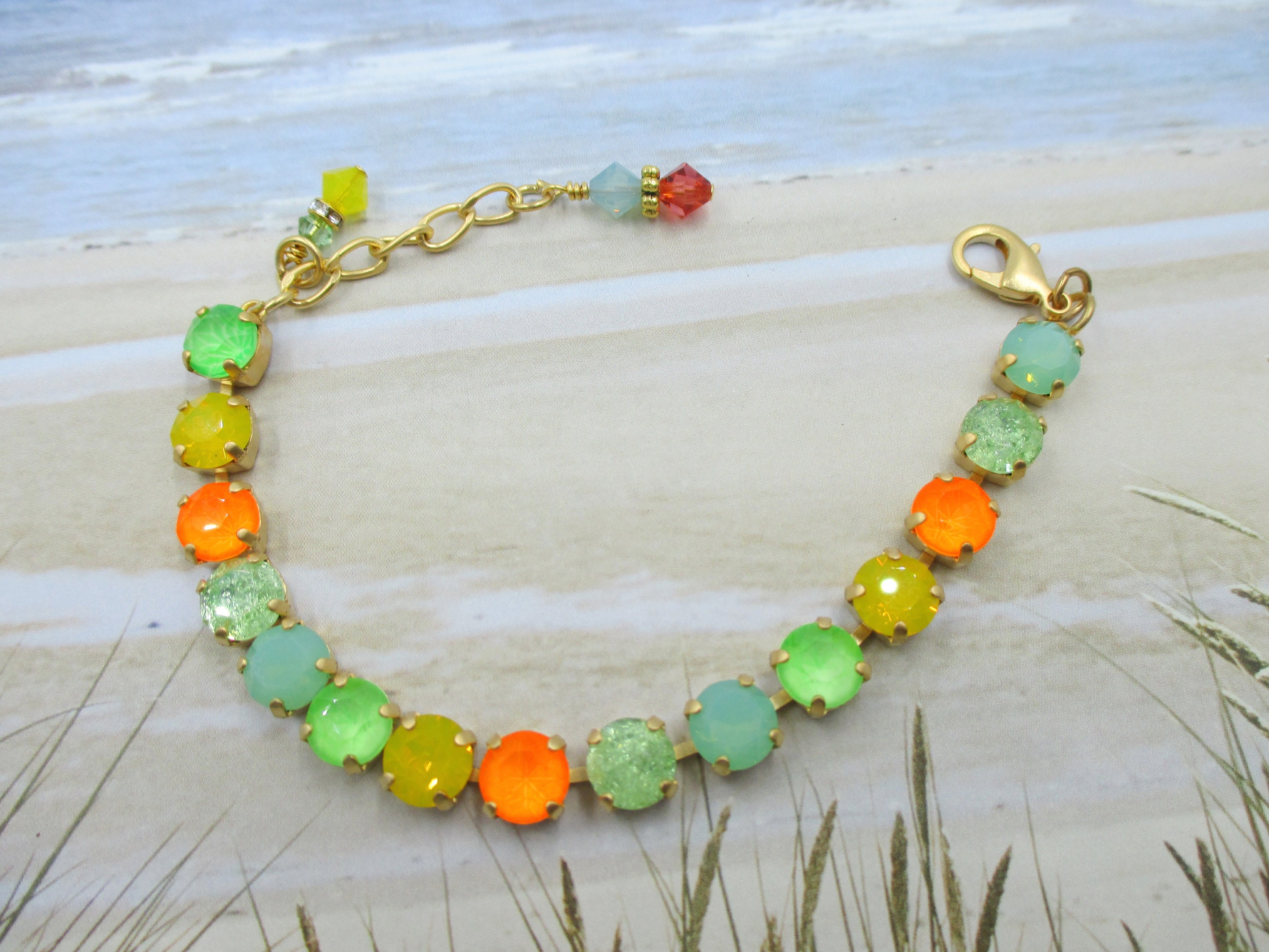 TROPICAL ISLE 8mm Citrus Bracelet, Green Ice, Electric Orange and Green ...