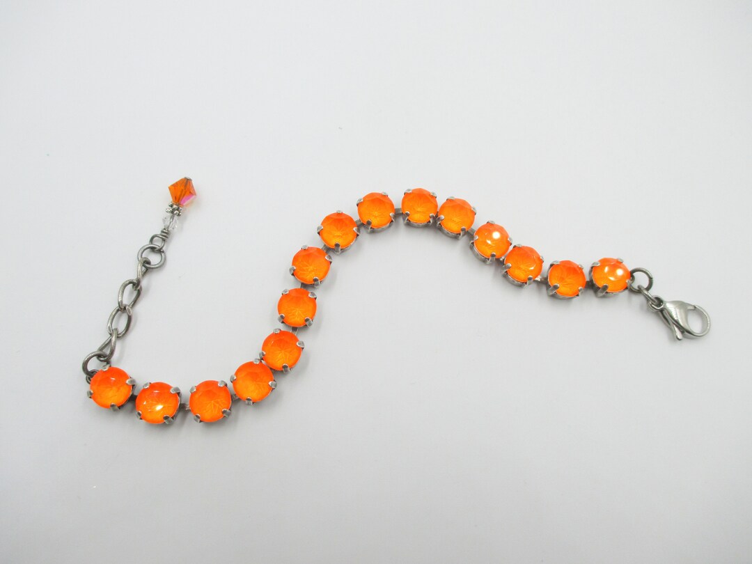 NEON ORANGE 8mm Bracelet, Bright Orange Bracelet, Neon Orange Bracelet ...