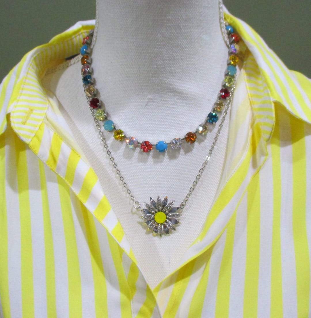 The Duchess ~ Flower Pendant Necklace, Yellow Crystal Pendant Necklace ...