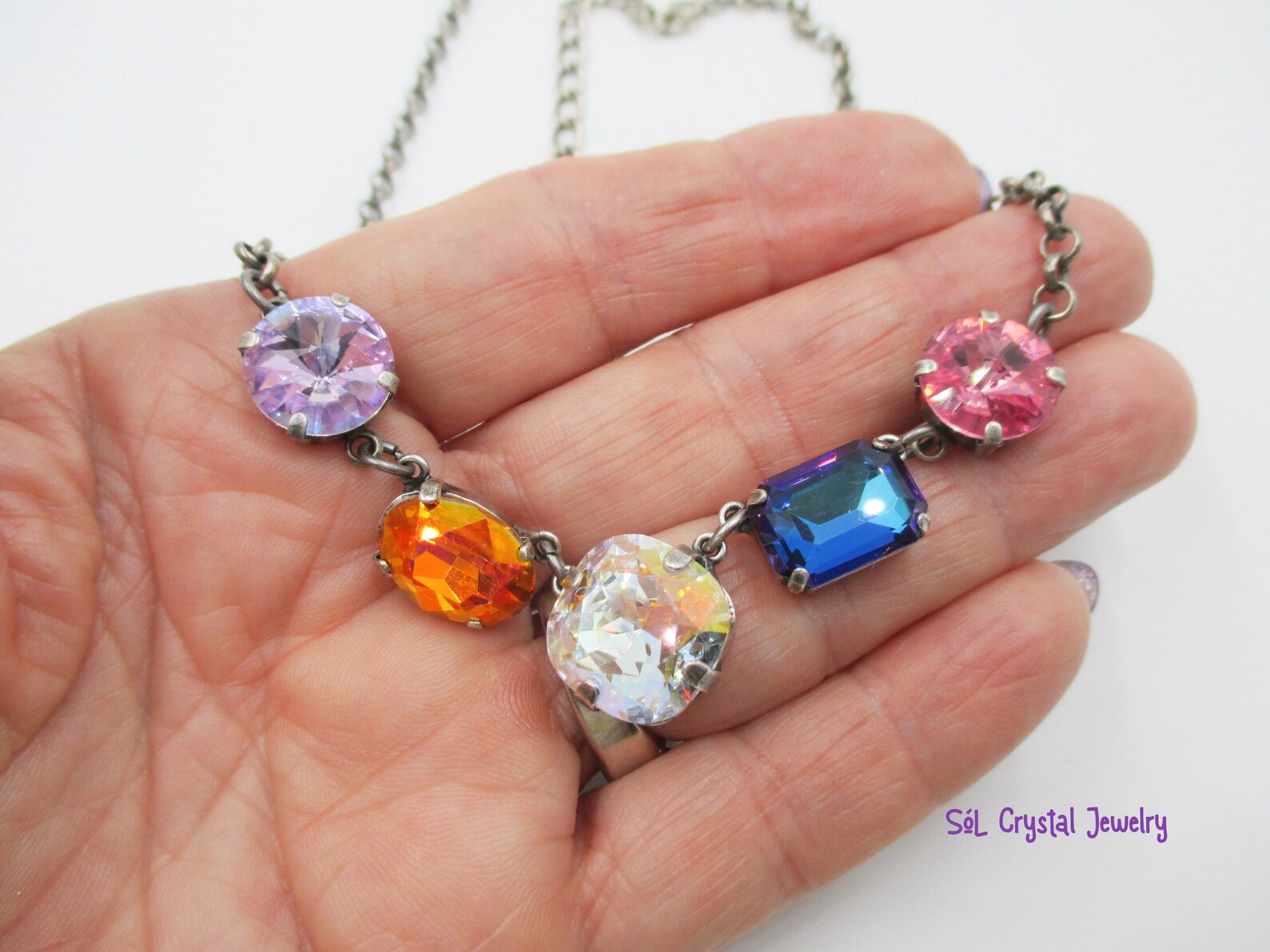ENCHANTED ~ 5-stone SCJ Original Necklace, Colorful, Multi-size ...