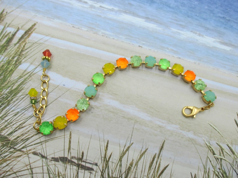 TROPICAL ISLE 8mm Citrus Bracelet, Green Ice, Electric Orange and Green ...
