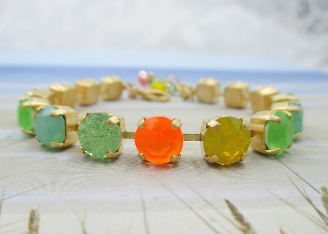 TROPICAL ISLE 8mm Citrus Bracelet, Green Ice, Electric Orange and Green ...