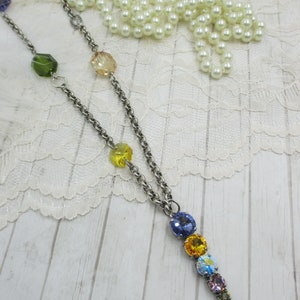 Sale LONG CRYSTAL NECKLACE Genuine Crystals in Varying Shapes and Sizes ...