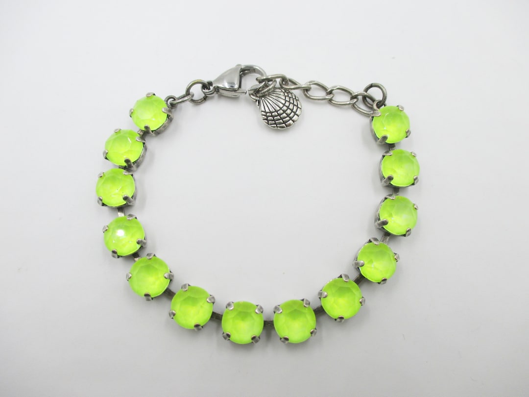 NEON LACQUER FINISH Yellow 8mm Bracelet, Bright Yellow Bracelet, Neon ...