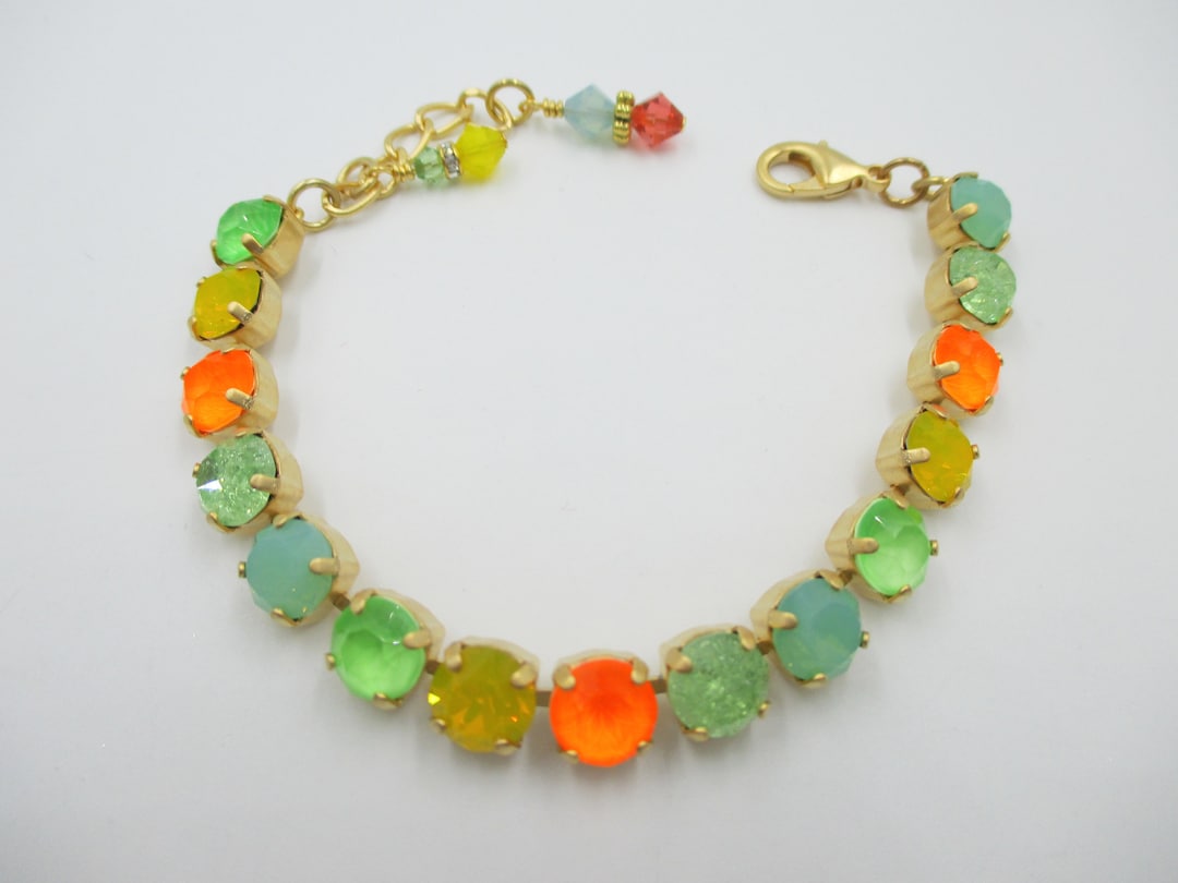 TROPICAL ISLE 8mm Citrus Bracelet, Green Ice, Electric Orange and Green ...