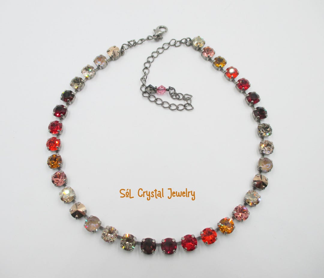 SPICY ICE Glittering 8mm Fall Necklace, Red, Burgundy, Gold, Brown ...