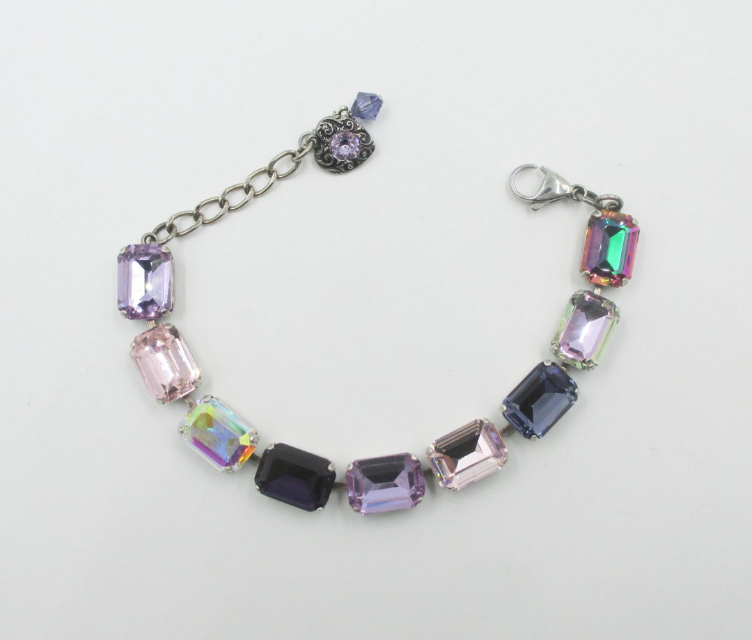 OCTA-GONE GIRL 14x10mm Purple Crystal Bracelet, Rectangular Bracelet ...