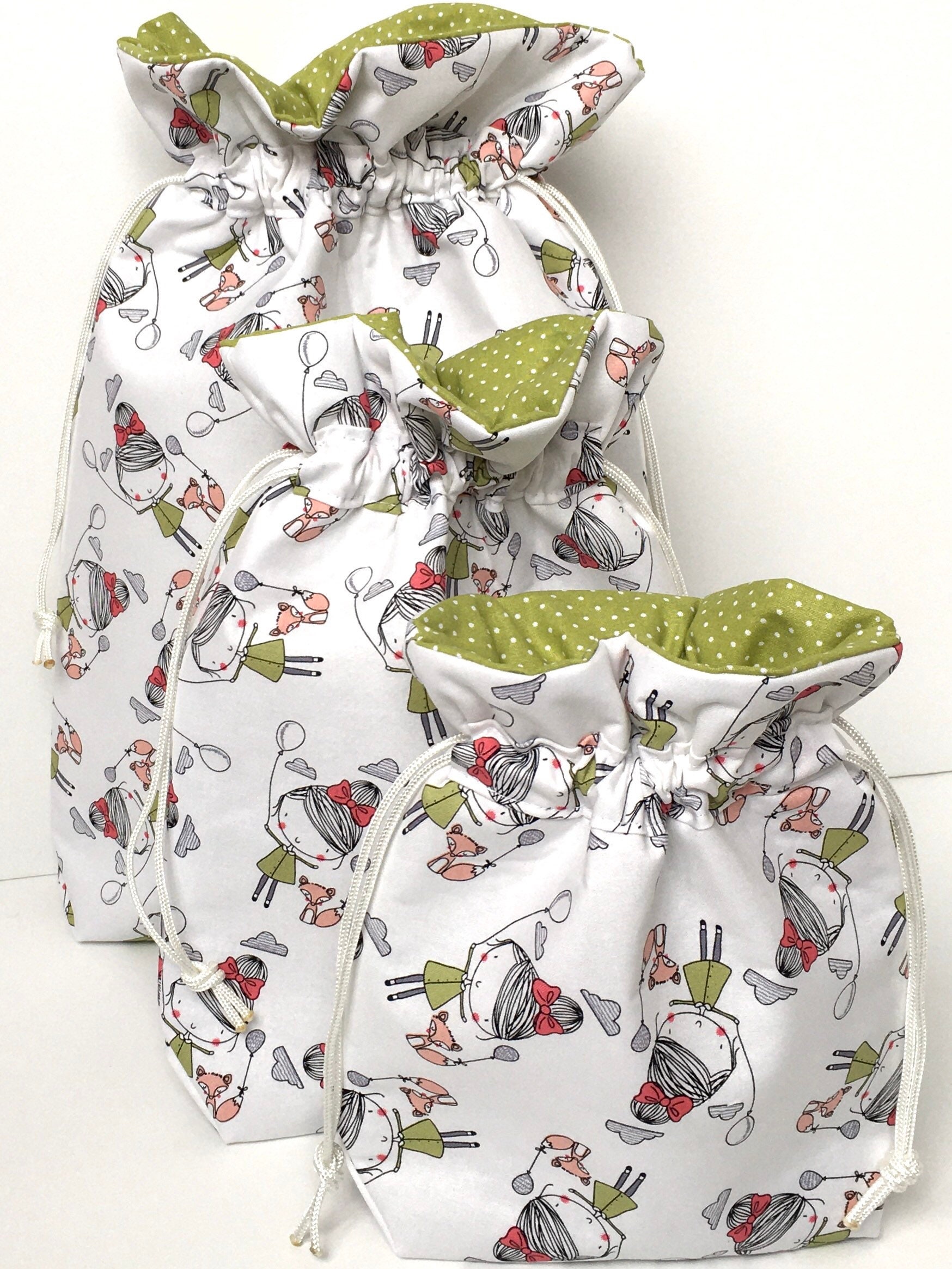 Fabric Drawstring Reusable Gift Wrap Bag for Girls Birthday | Etsy