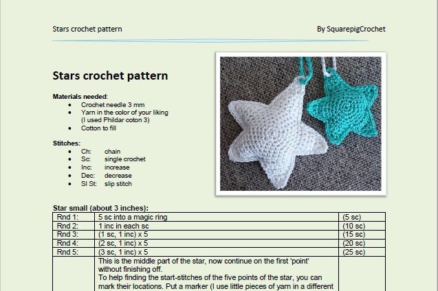 Stars crochet pattern two sizes 3 and 4 | Etsy