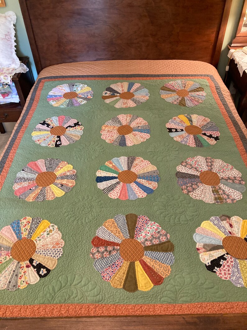 Full Finished Quilt Vintage Dresden Plate With Borders 69X 83 - Etsy