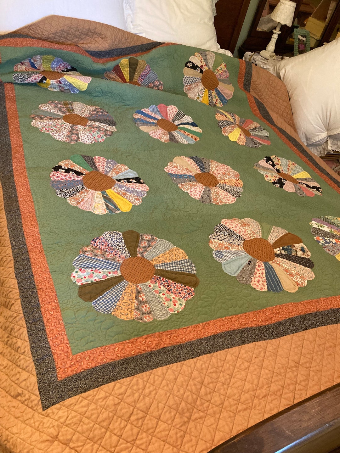 Full Finished Quilt Vintage Dresden Plate With Borders 69X 83 - Etsy