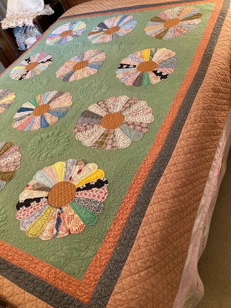 Full Finished Quilt Vintage Dresden Plate With Borders 69X 83 - Etsy