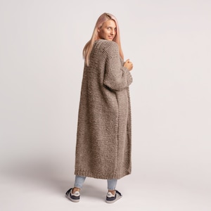 Beige Extra Long Cardigan, Oversized Cardigan, Ankle Length Cardigan ...