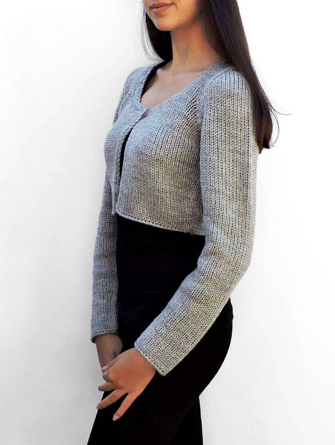 Women Crop Cardigan, Wool Short Cardigan, Fall Winter Knit Bolero, Boho ...