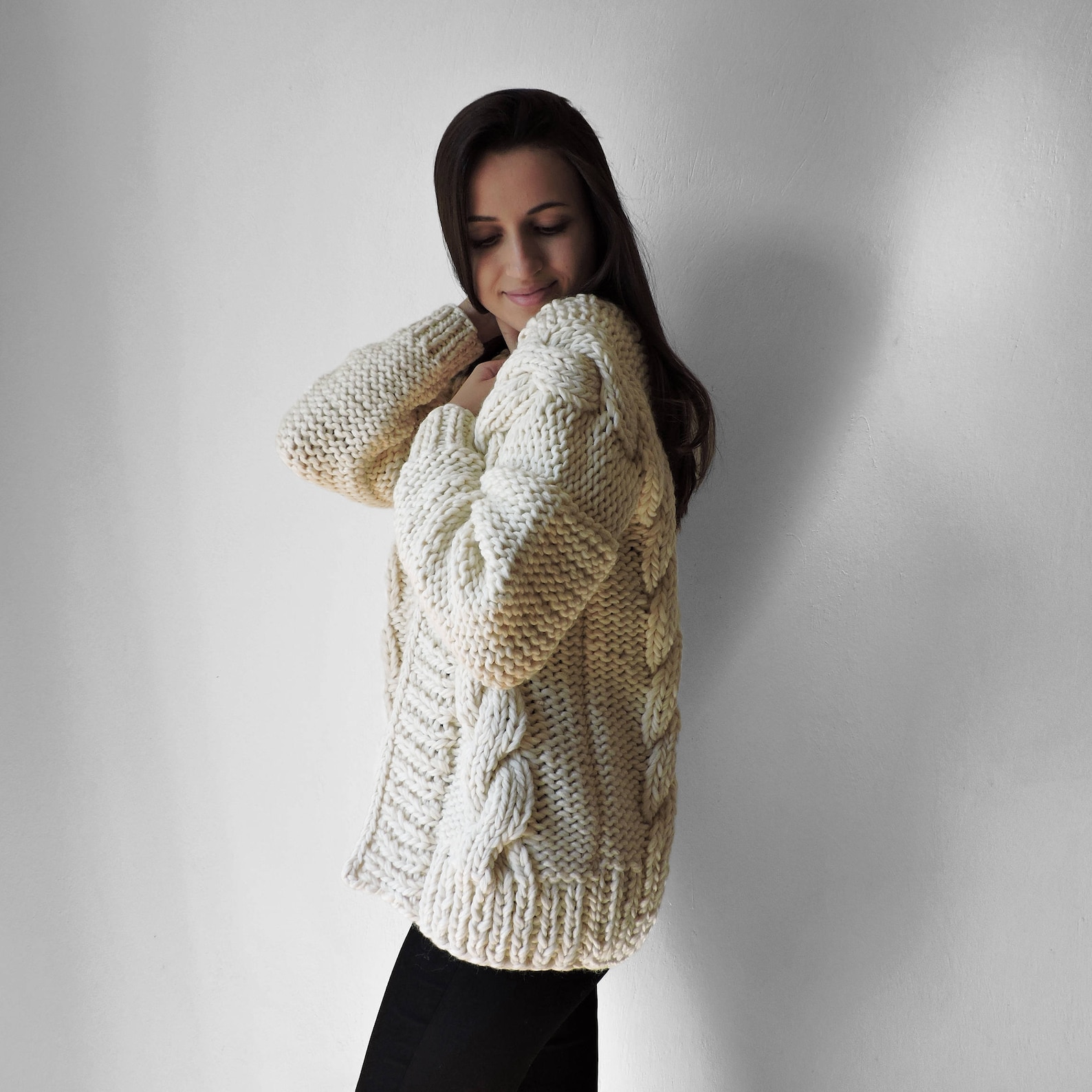 Chunky Knit Cardigan Cable Knit Cardigan Handknitted Sweater - Etsy UK