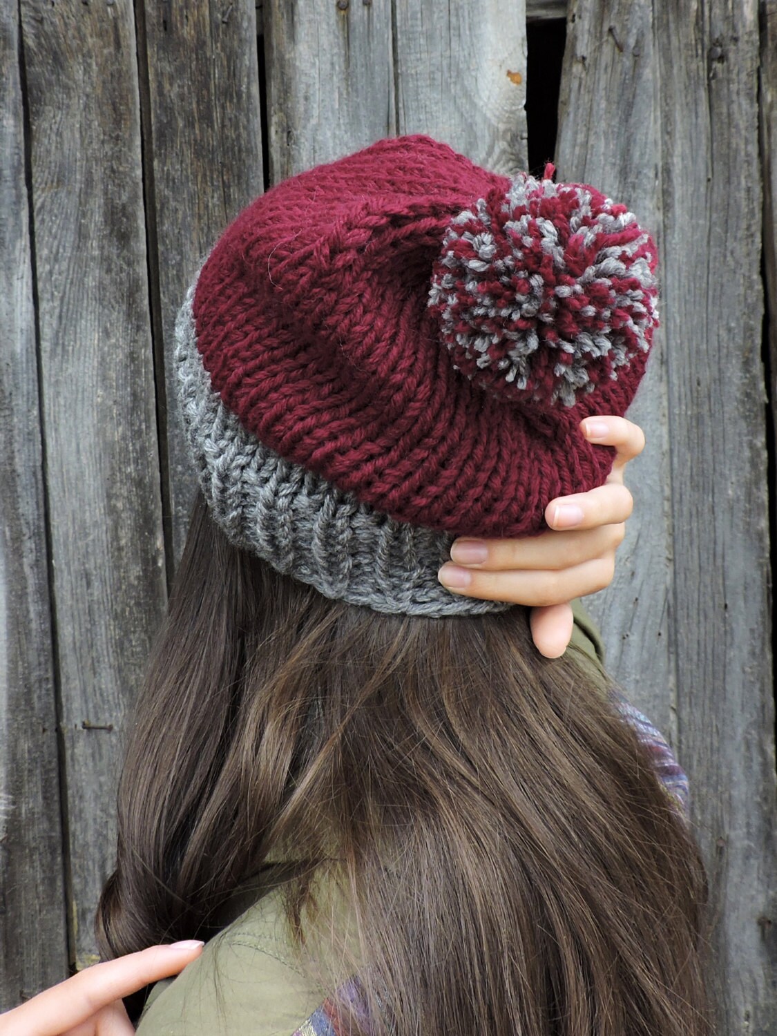 Winter Hat Pom Pom Chunky Knit Beanie Knit Hat Women - Etsy