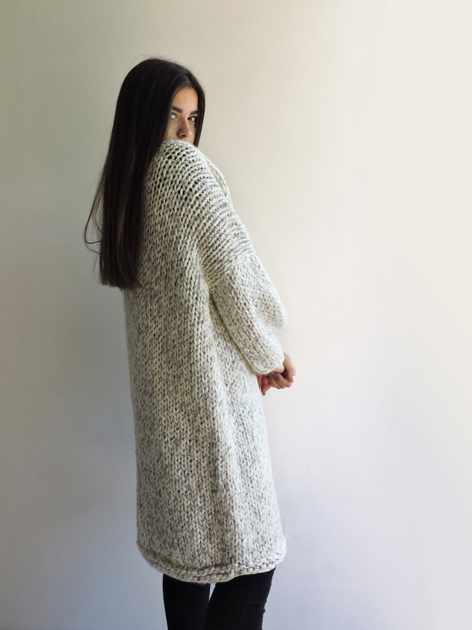 Plus Size Sweater Coat, Women Knit Coat, Wool Knit Cardigan, Bomber ...