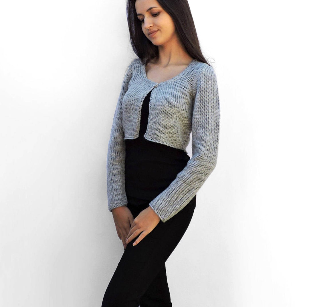 Women Crop Cardigan, Wool Short Cardigan, Fall Winter Knit Bolero, Boho ...