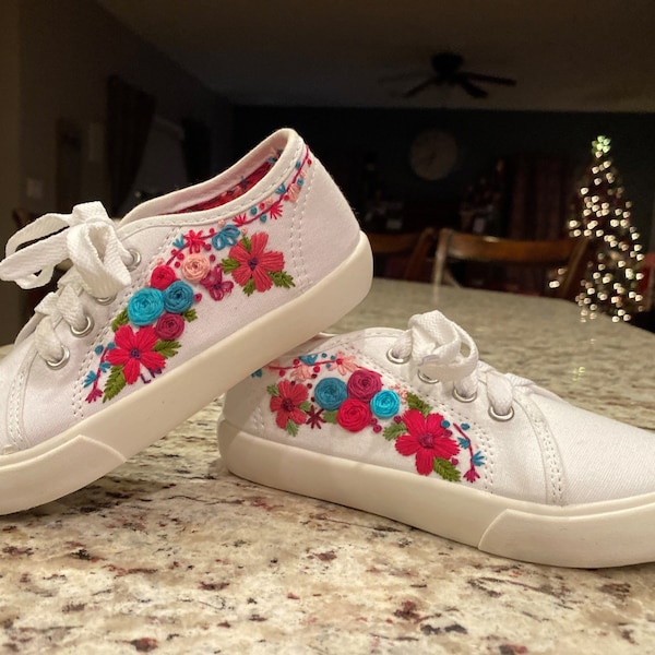 Embroidered Shoes - Etsy