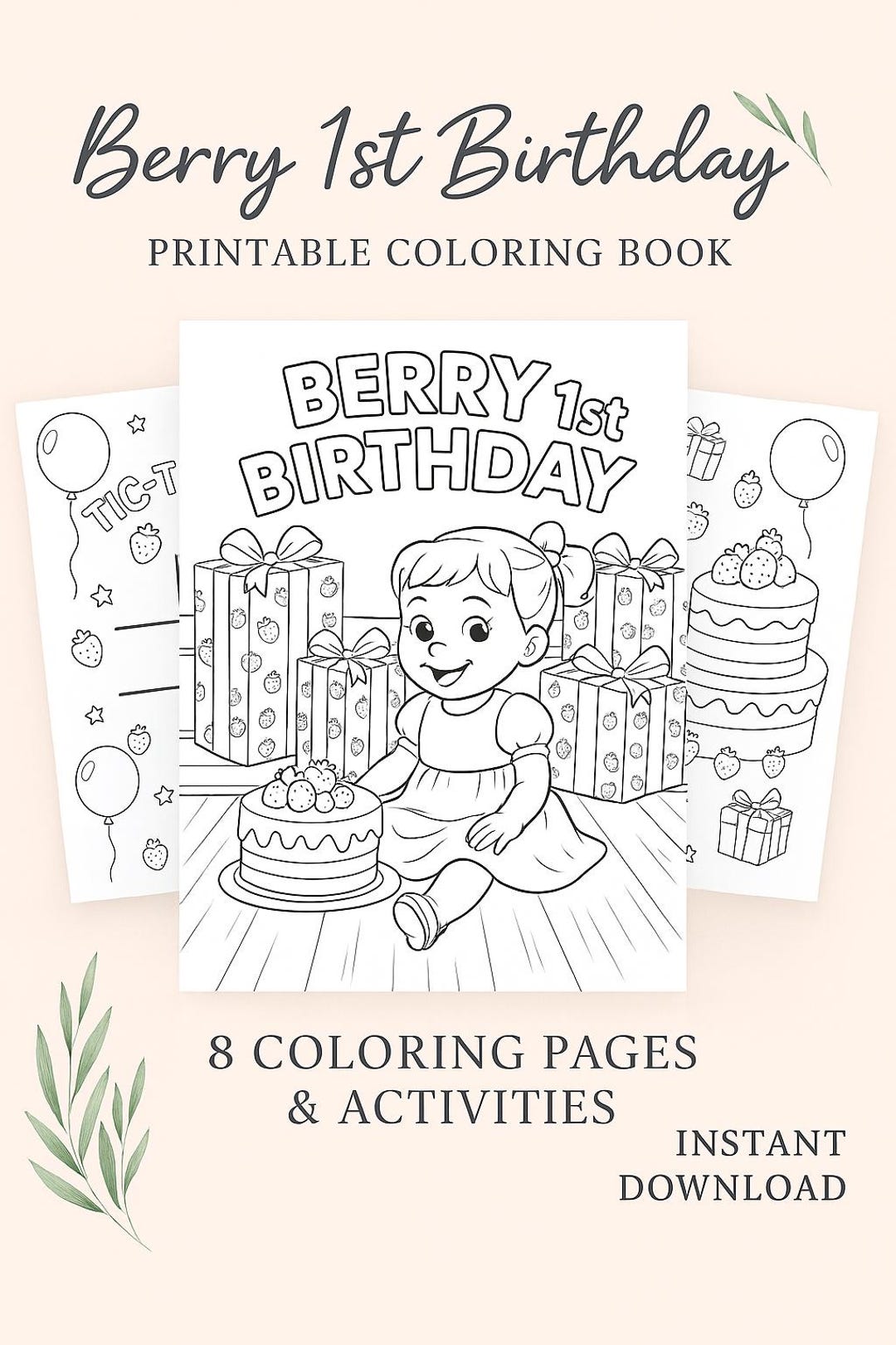 Berry 1st Birthday Activity Bundle – Printable Coloring Book - Etsy