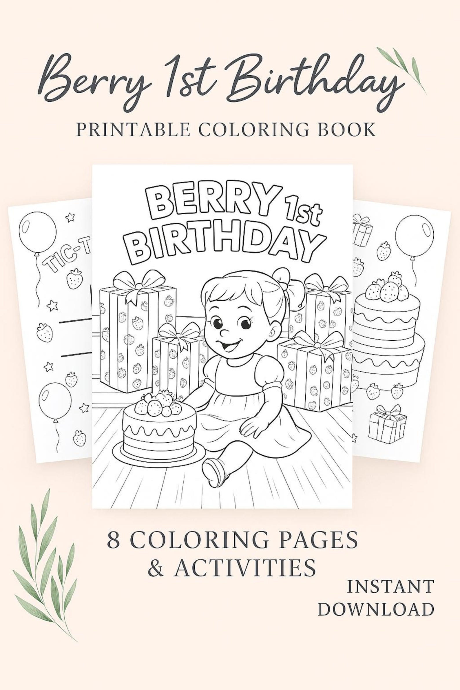 Berry 1st Birthday Activity Bundle – Printable Coloring Book - Etsy