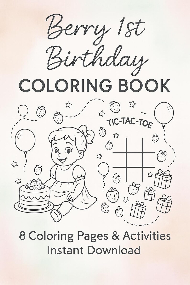 Berry 1st Birthday Activity Bundle – Printable Coloring Book - Etsy