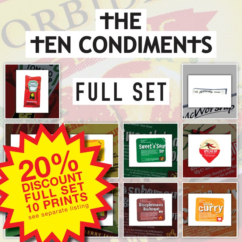 Syrup Dip - the Ten Condiments - A4 Screen Print. God Commandment Religion Sabbath Mcdonalds ...